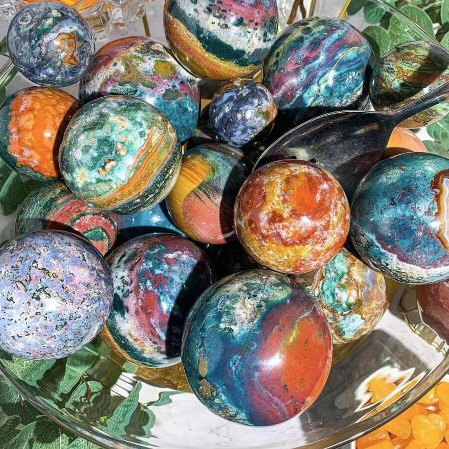 1pc Natural Crystal Quartz Healing Quartz ,Ocean Jasper Crystal Sphere ...