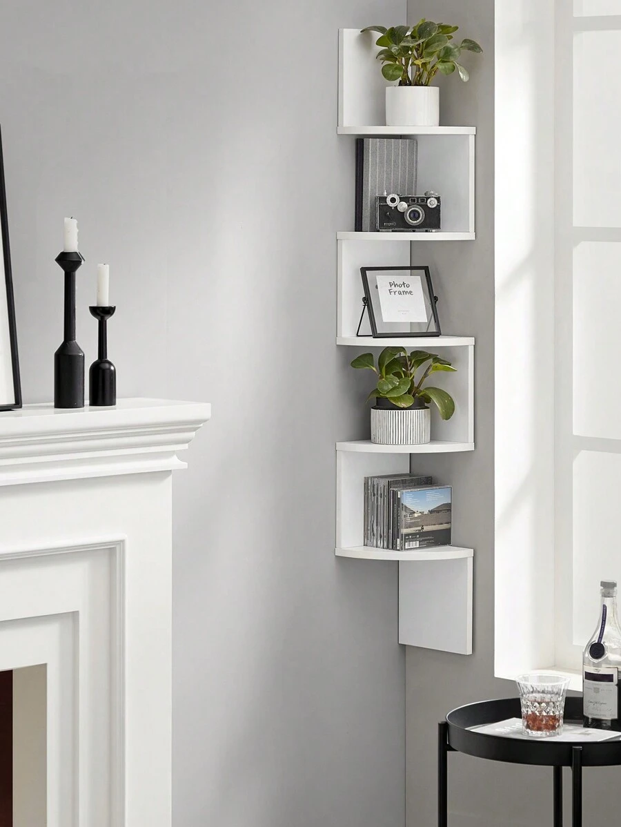 VASAGLE Corner Shelf Wall Mount, 5-Tier Floating Corner Bookshelf ...