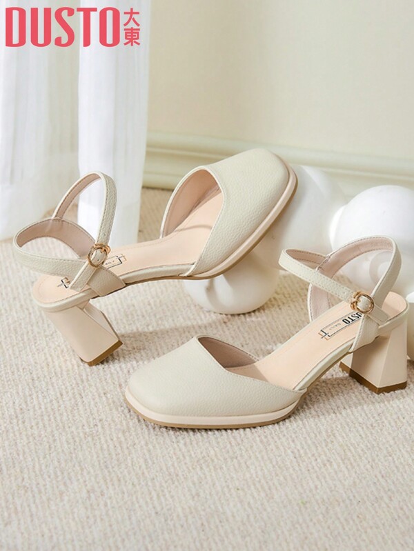 Dusto Latest French Style Chunky Heeled Mary Jane Sandals With Hollow ...