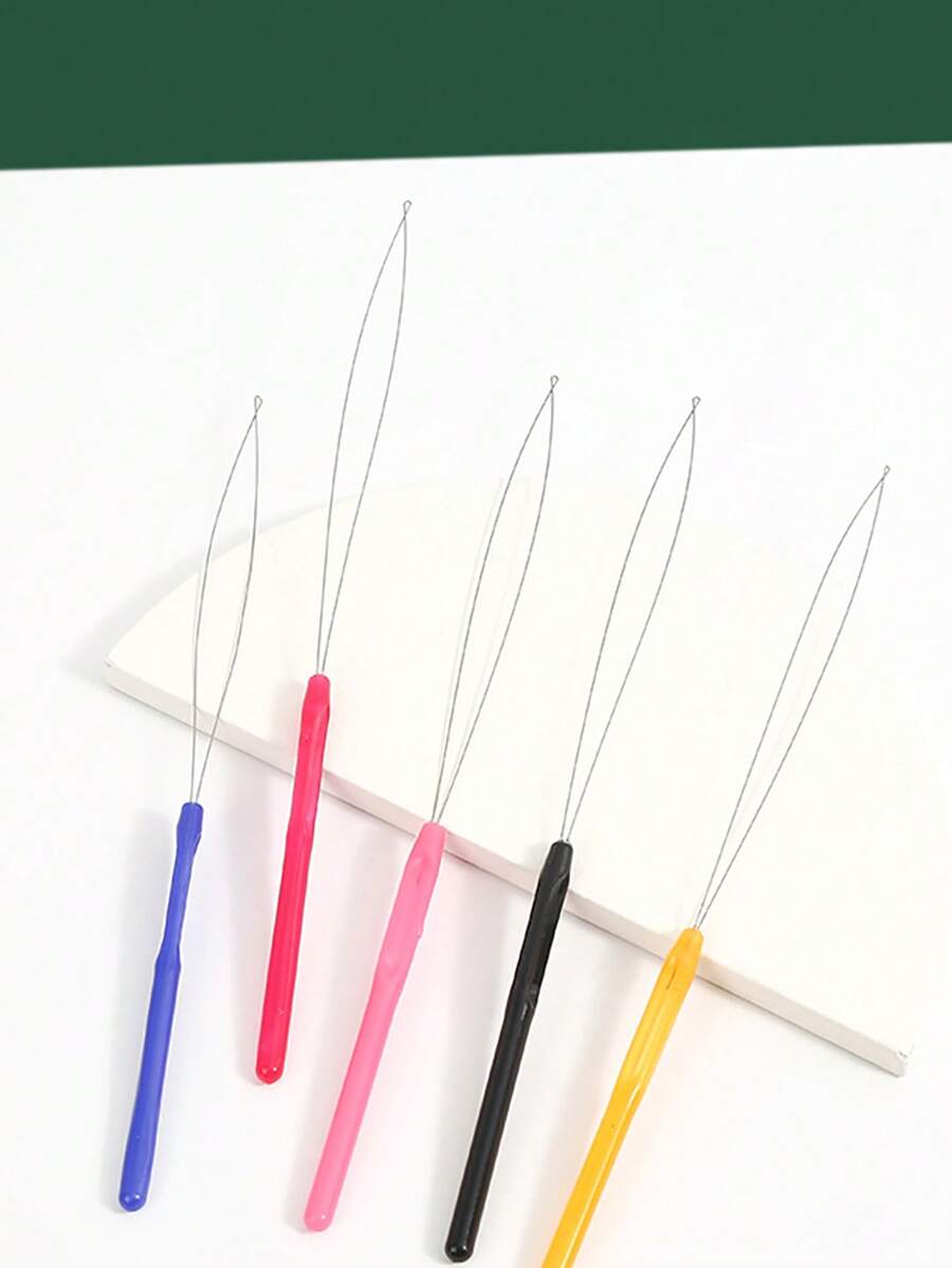 1pc Solid Color Plastic Handle Hair Extension & Bead Threading Tool ...