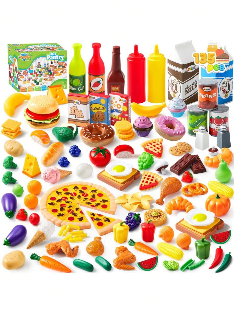 SYNCFUN Play Food Set 135 Pieces Play Kitchen Set For Market ...