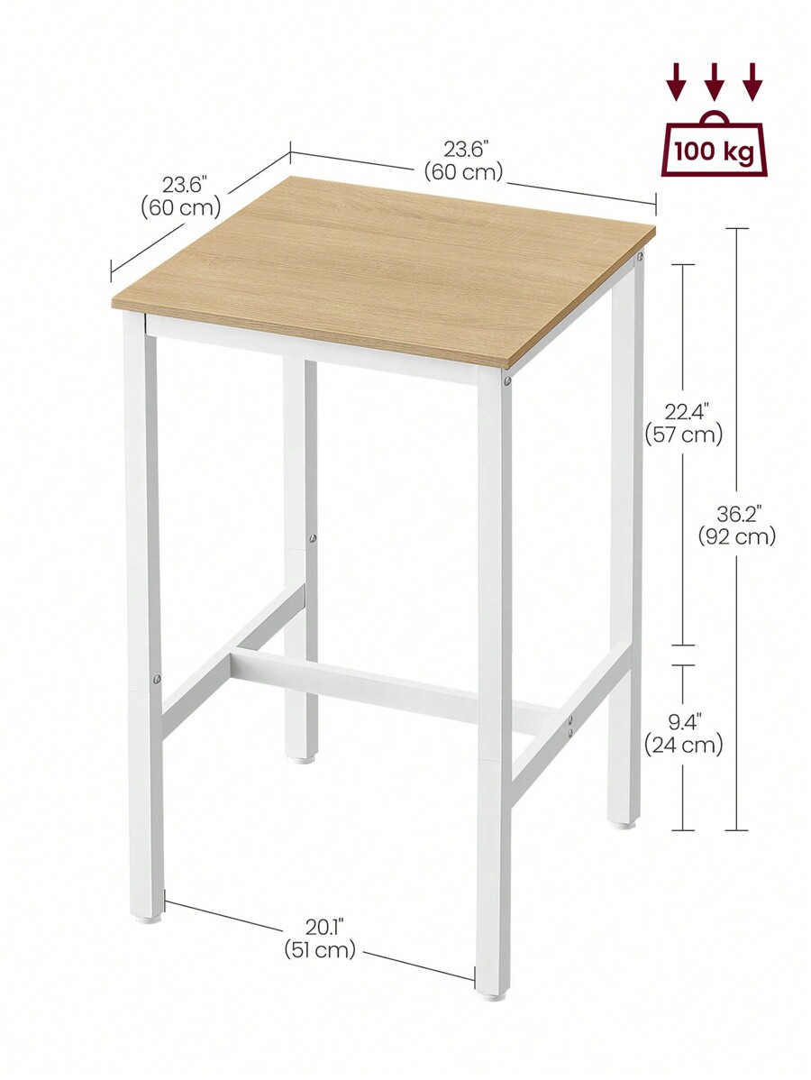VASAGLE Breakfast Bar, Square Tall Bar Table, Heavy-Duty Steel Frame ...