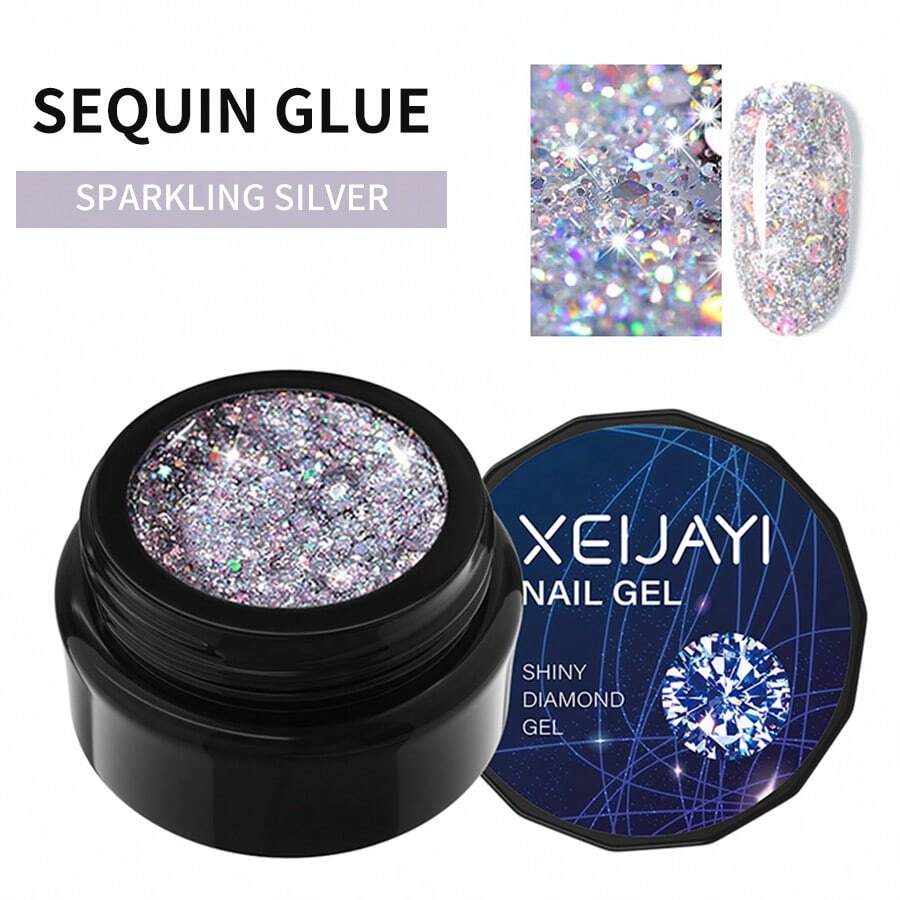 XEIJAYI 1pc Glitter Sequins Nail Gel Polish Soak Off UV/LED Nail Gel ...