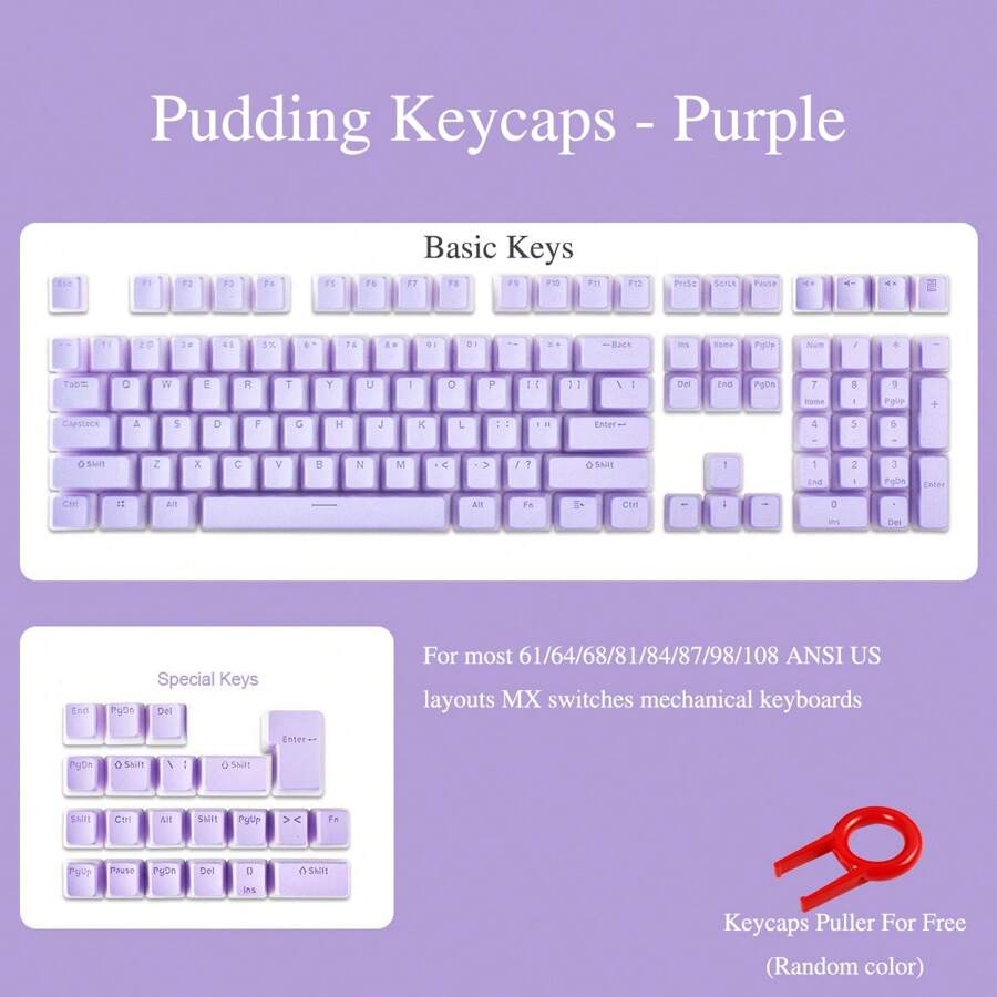 130 Keys Purple Translucent Pudding Keycaps PBT Material OEM Profile ...
