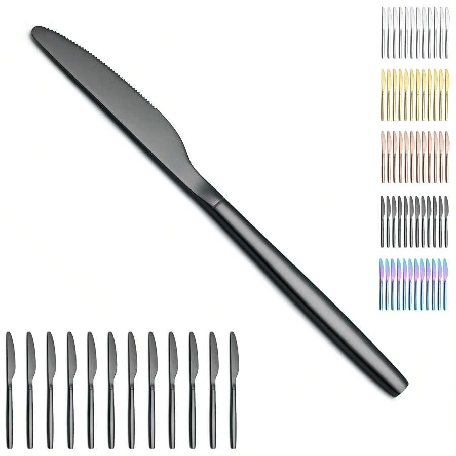 Dinner Knives Set Of 12, Stainless Steel Butter Knives Table Knives ...