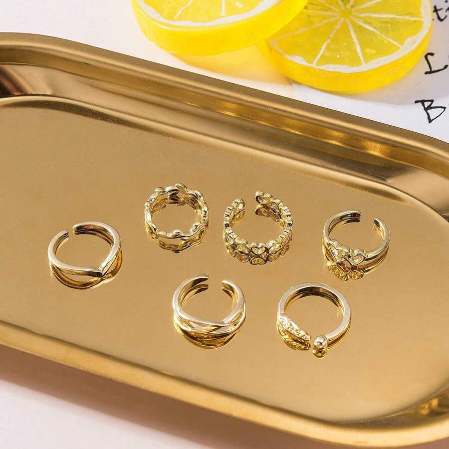 12pcs/Set Metal Material Joint Rings With Arrow, Star, Moon Designs For ...