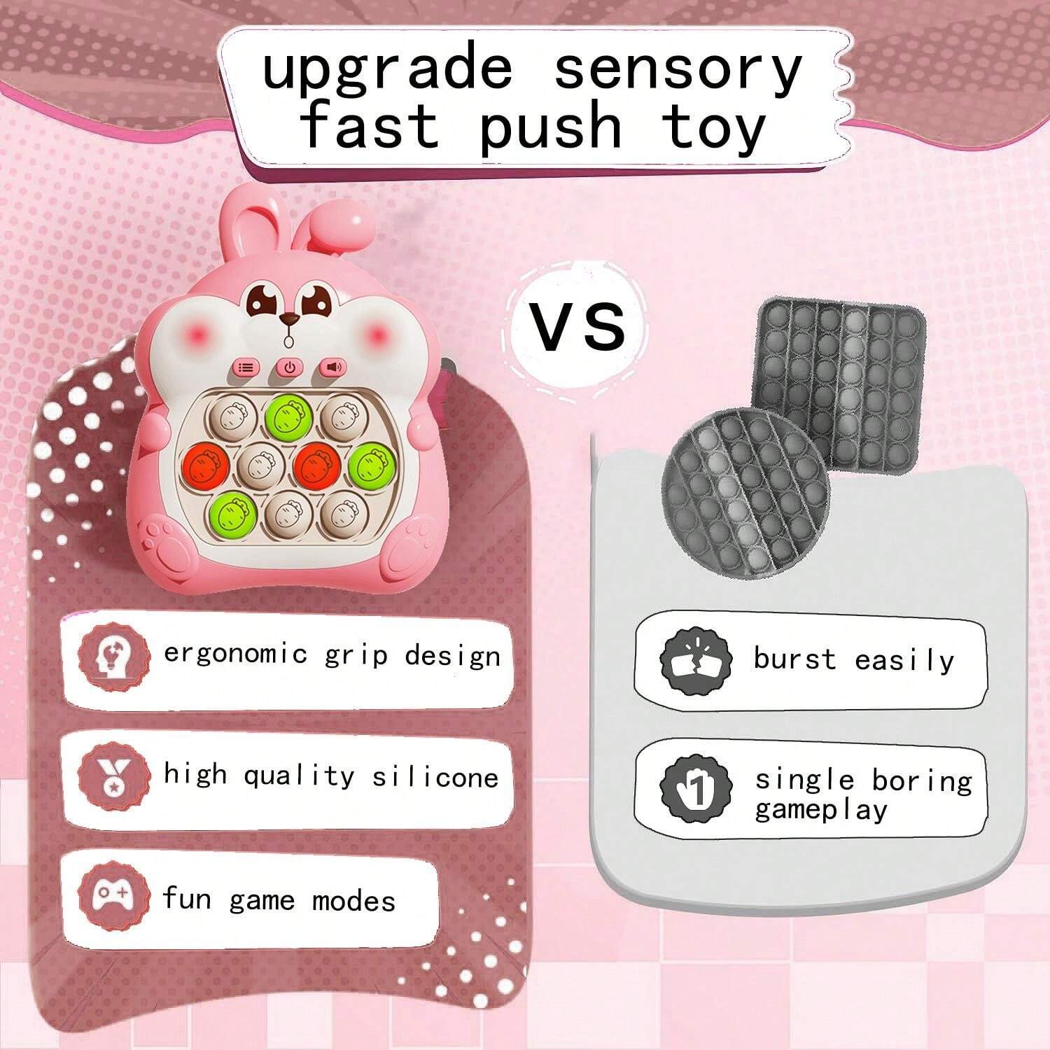 Push N' Pop Up Game Console With Whack-A-Mole Game And Puzzle Solving Levels, Helps To Relieve ...