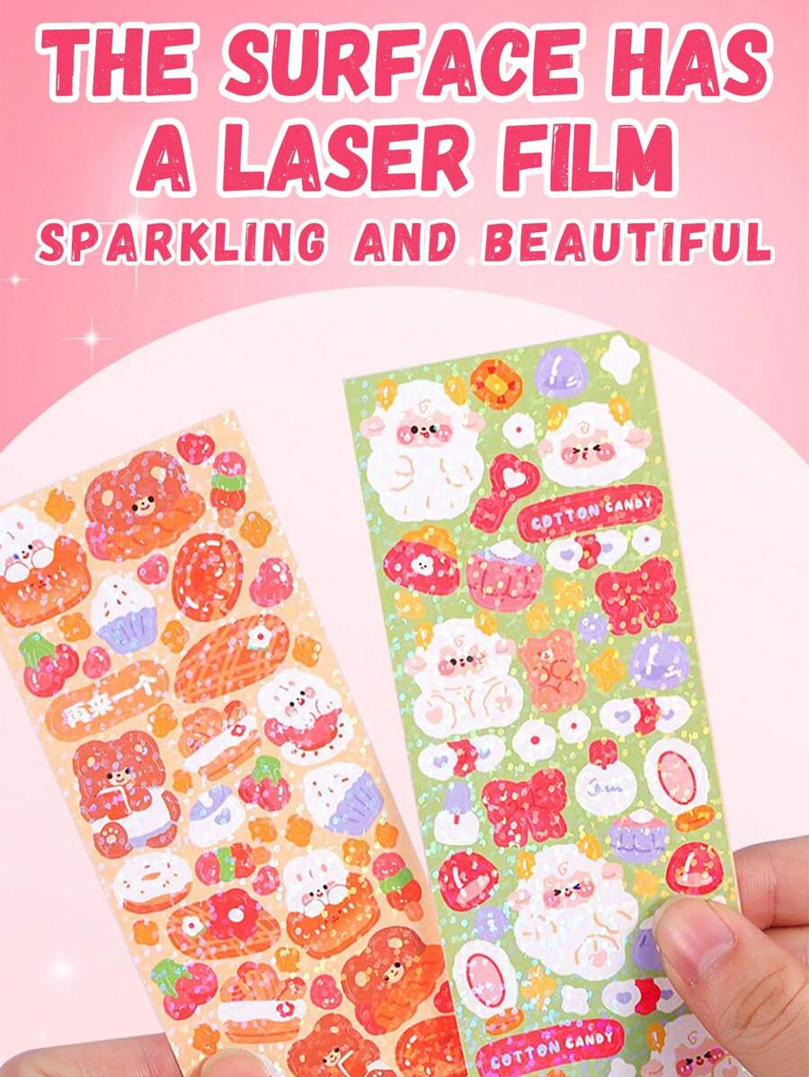 100 Cute Cartoon Laser Stickers (Random Sticker Patterns), GOO Card ...