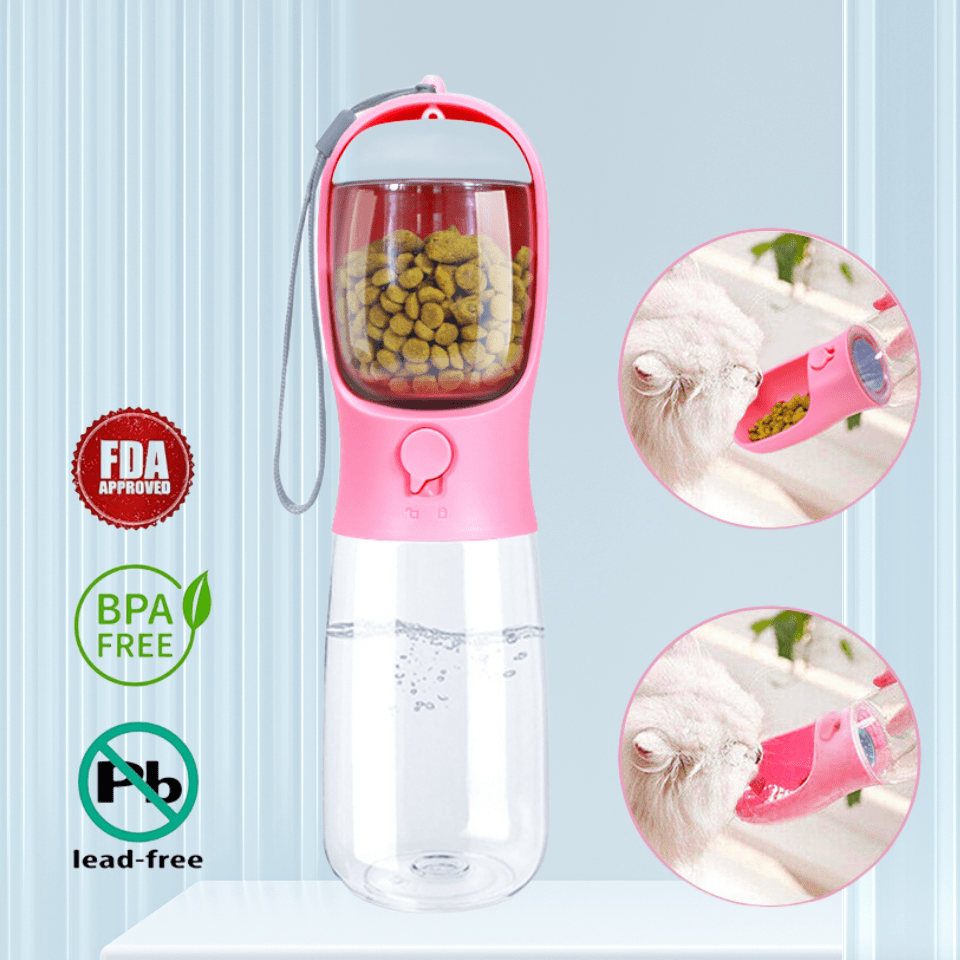 Portable Dog Water Bottle With Food Container - Large Capacity Outdoor ...