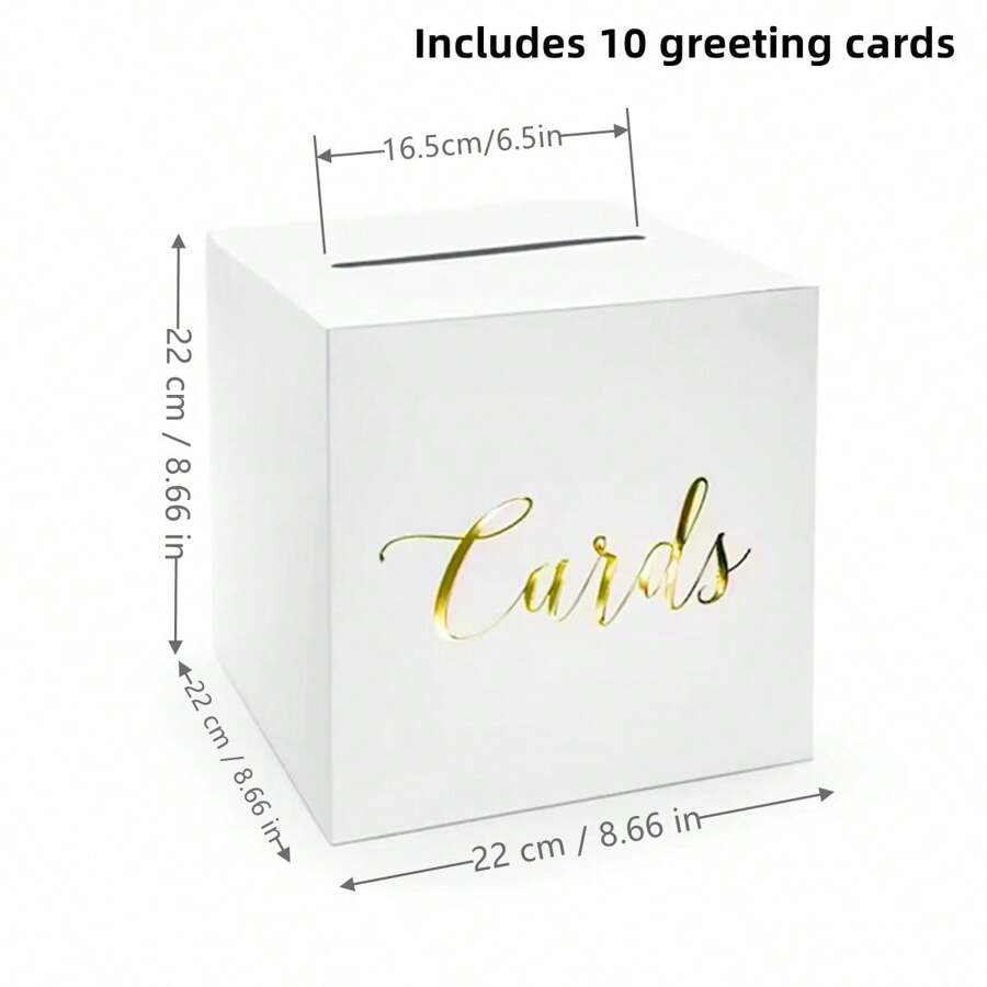 1PC White Card Box With Gold Foil Design, Wedding Favors Money Box ...