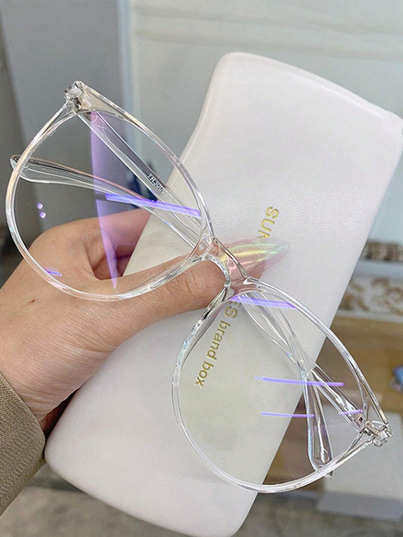 1Pc Personalized Simple Stylish Anti-Blue Light Oversized Transparent ...