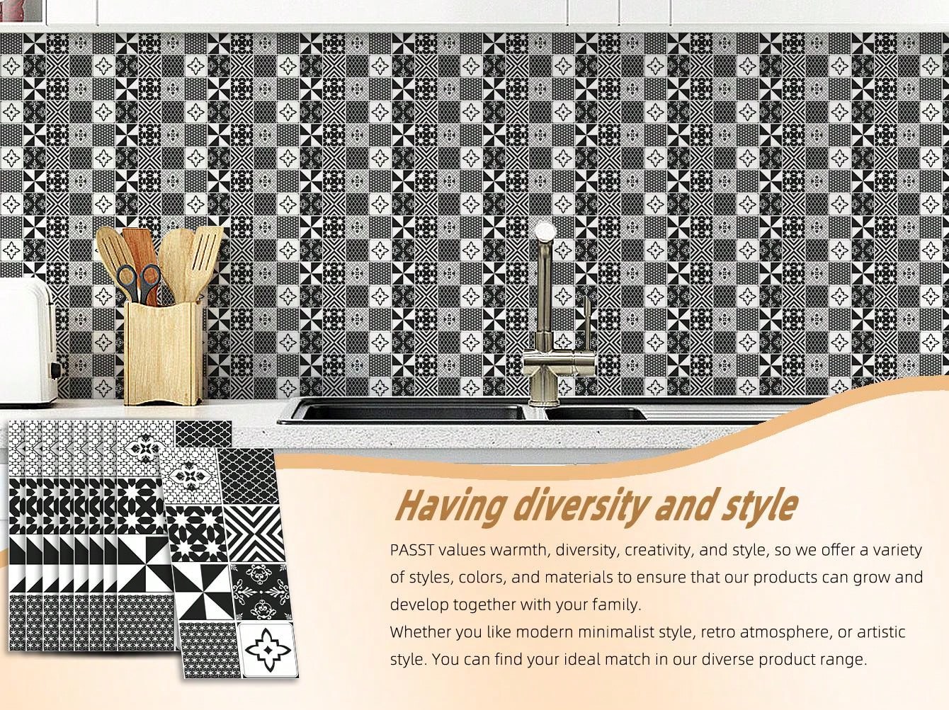 9pcs/Set Decorative Pattern Wall Tile Sticker, 3.94x7.87 Inches, Pvc ...