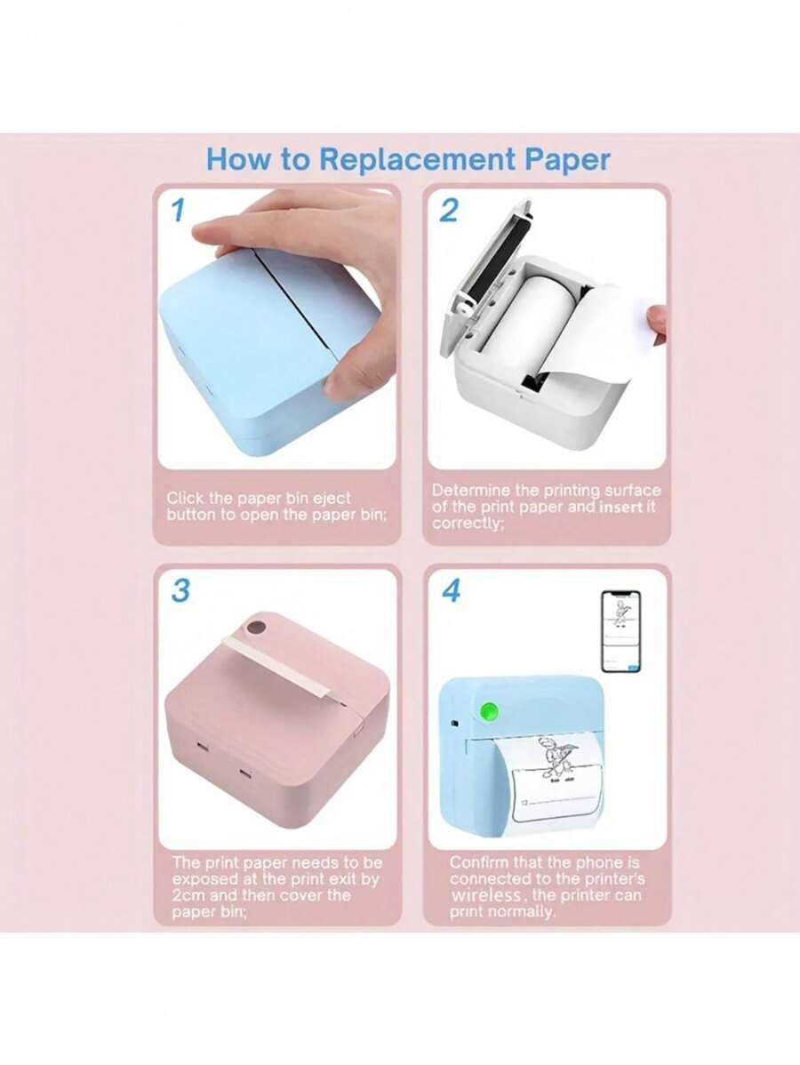 20PCS Mini Printer Paper, 57mm Width White Thermal Paper Self Adhesive ...