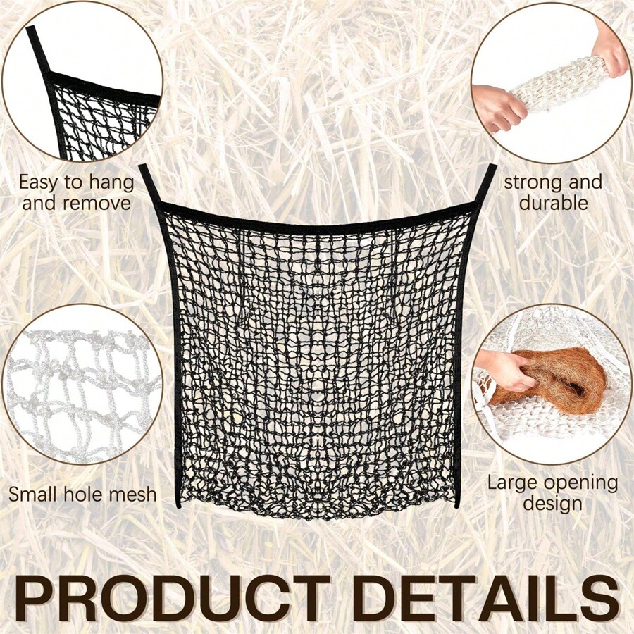 One Black Slow Feeder Hay Net Hay Feeder Bag With Adjustable Strap For ...