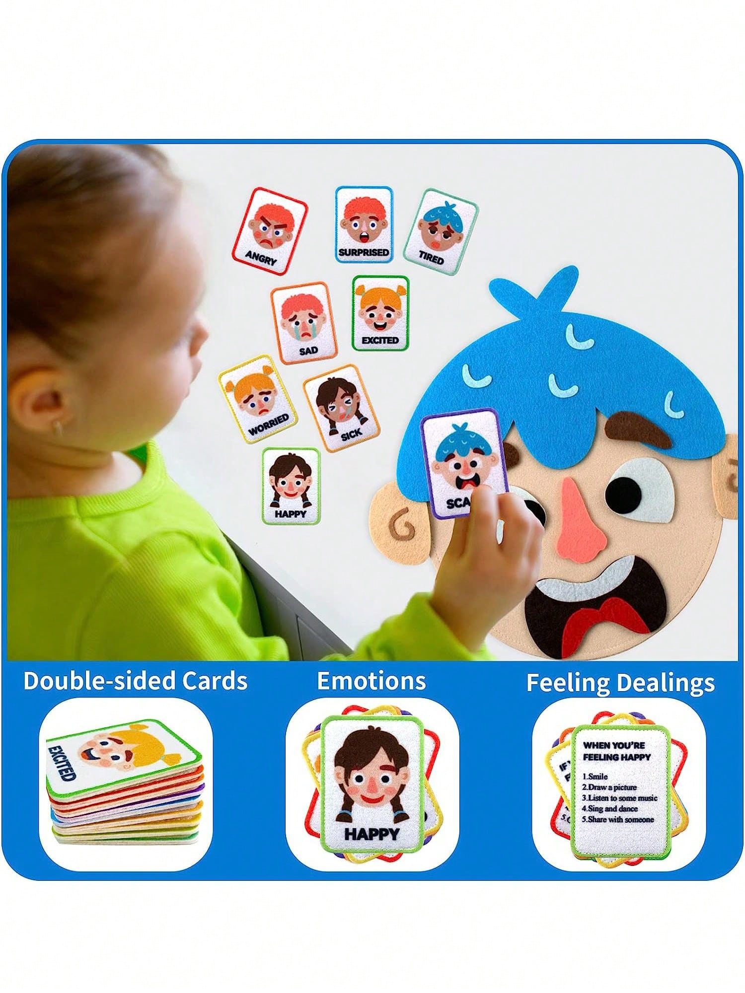 Kids Social Emotional Learning Busy Board With 9 Emotion Cards For ...