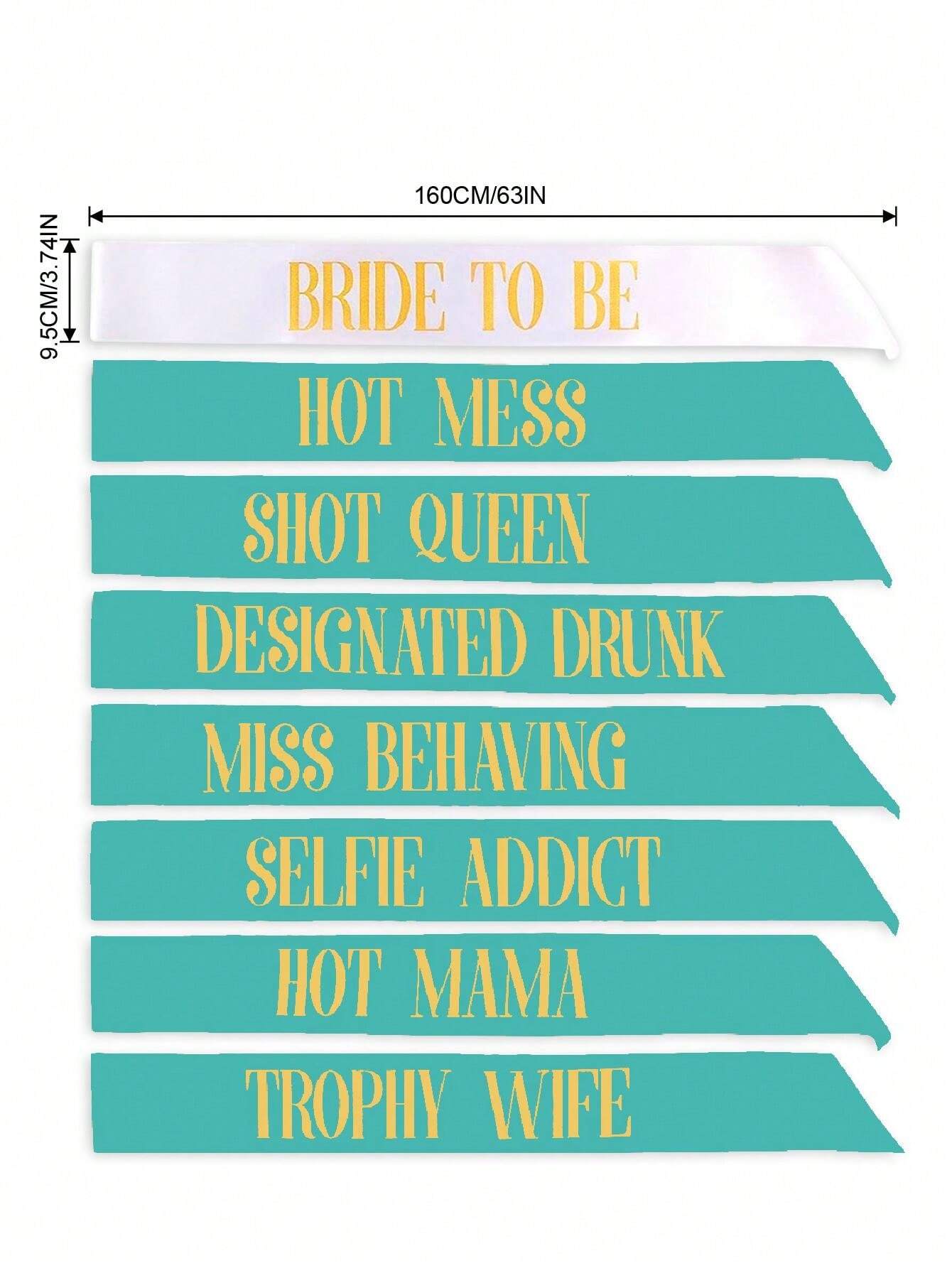 Hen Party Bachelore Sash Set (12 Pcs) 1 White Bride To Be Sash ...