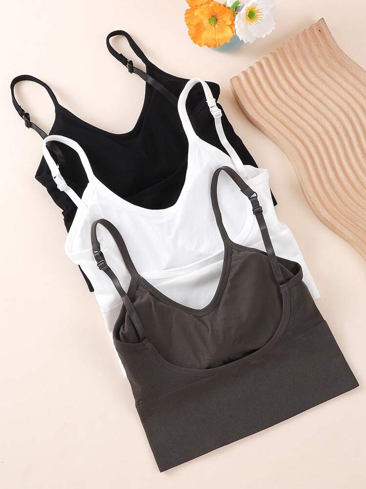 3pcs U Shaped Backless Bra With Adjustable Shoulder Straps Lingerie SHEIN