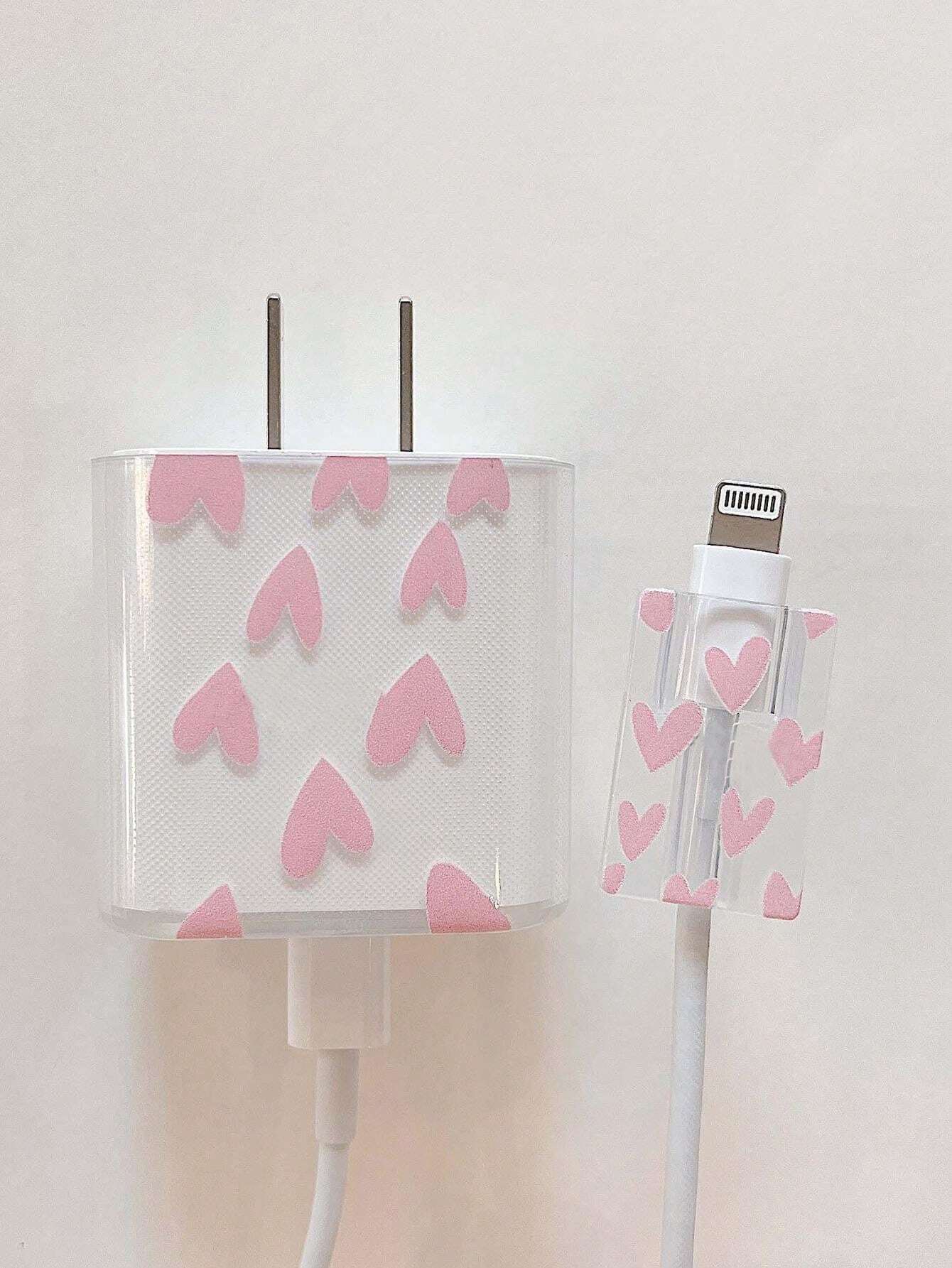 Pink Heart-Shaped Apple Original Charger Protective Case 18W Soft Cover ...