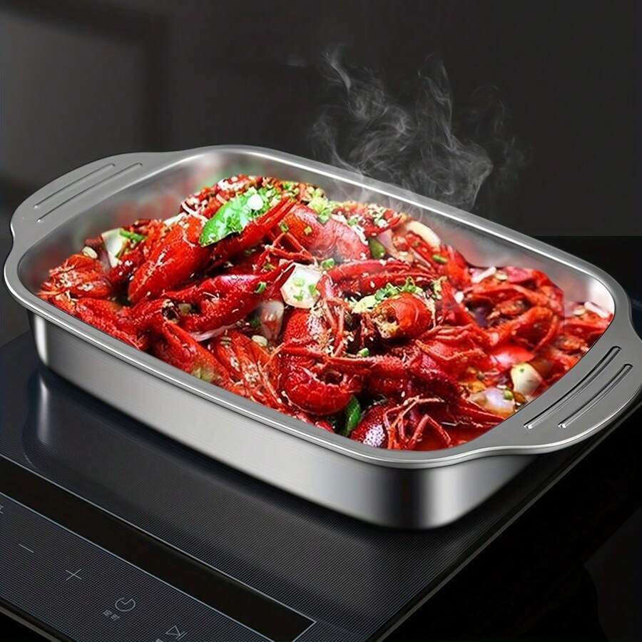 1pc, Stainless Steel Baking Sheet , Deep Baking Pan With Handles ...