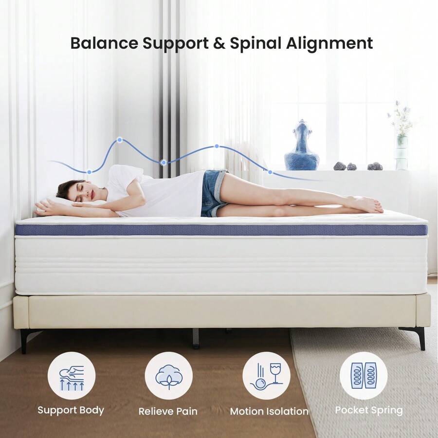 12 Inch King Hybrid Mattress With Gel Memory Foam, Individually ...