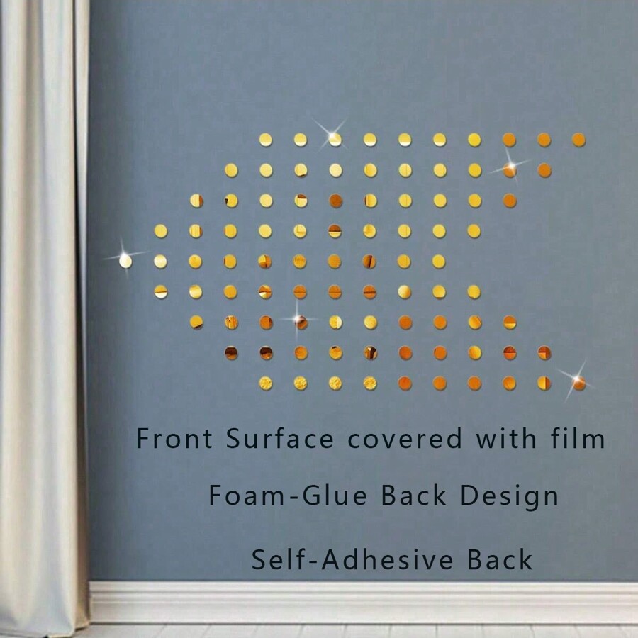 1 Pack 3d Adhesive Wall Stickers, Acrylic Round Decorative Mirror Wall ...