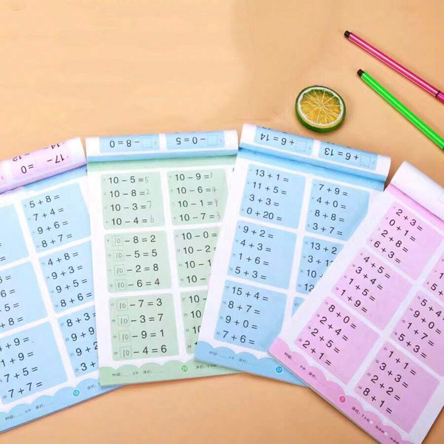 1pc Preschool Addition And Subtraction Flashcards With Horizontal And ...