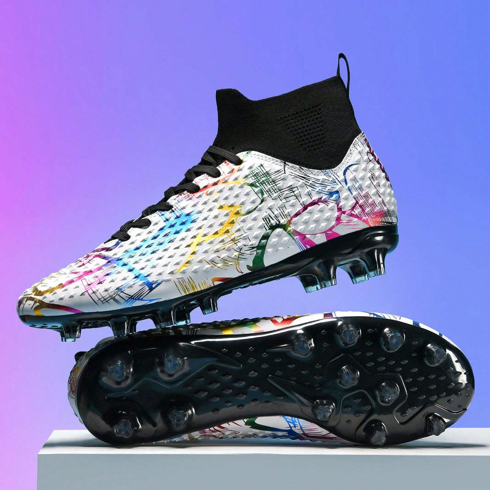 One Pair Of New Men's Professional Soccer Shoes High Top Football Boots ...