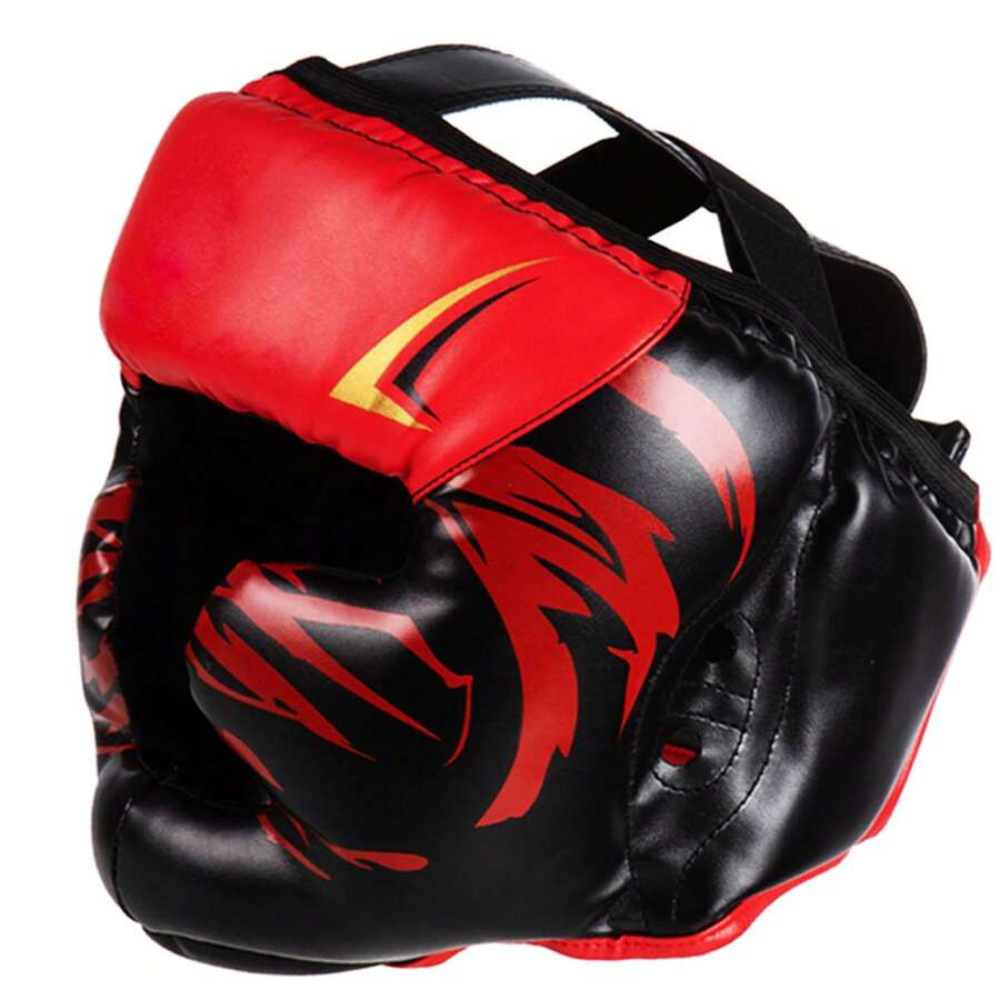 1pc Boxing Safety Head Guard Shock-Reducing Closed Type PU Leather ...