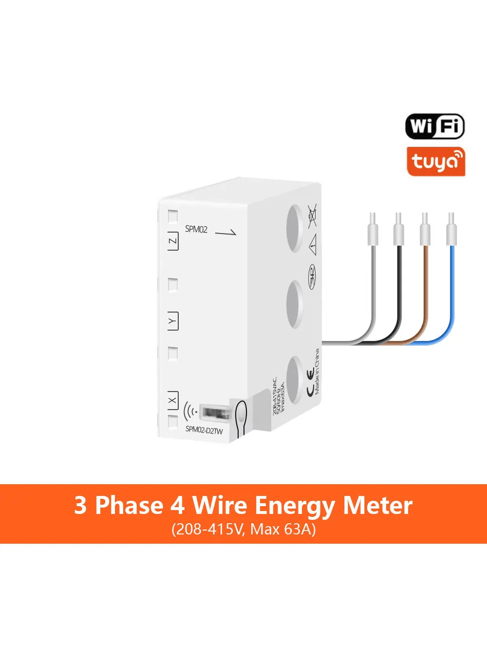 3 Phase 4 Wire Smart Energy Meter Tuya Zigbee WiFi Power Monitor Sensor ...