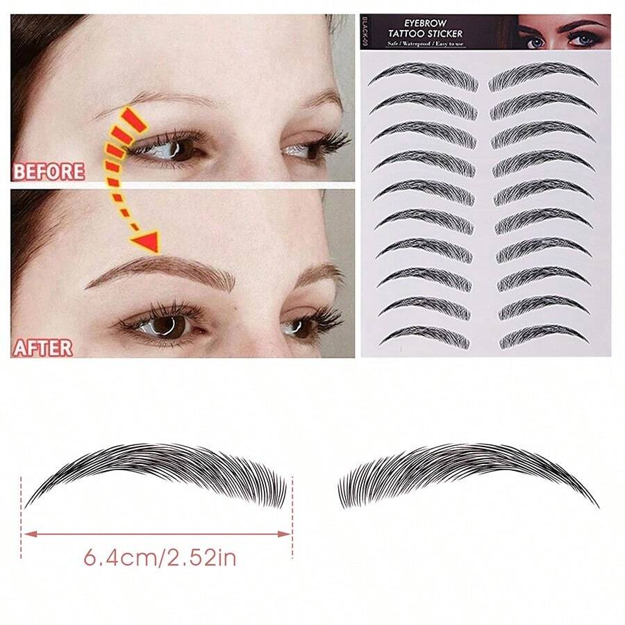 1 Sheet Of 4D Imitation Eyebrow Tattoo Stickers, Waterproof Natural ...