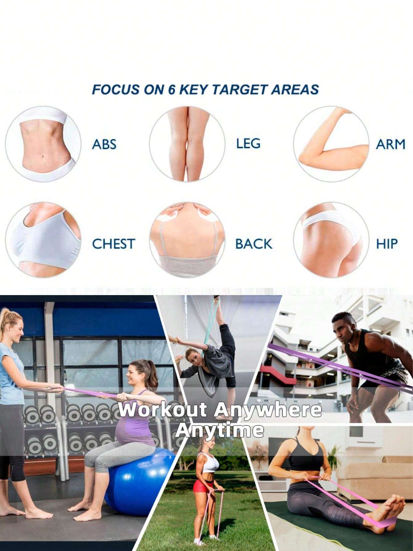 MKAS Mkas 1 Pc Bandas De Resistencia De Cuerpo Completo De Tela Larga Rosa Bandas De Ejercicio ...