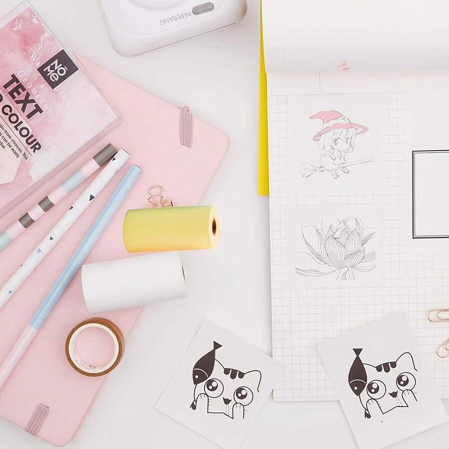 18 Pcs Color Printing Paper, Mini Printer Paper, Printable Sticker ...