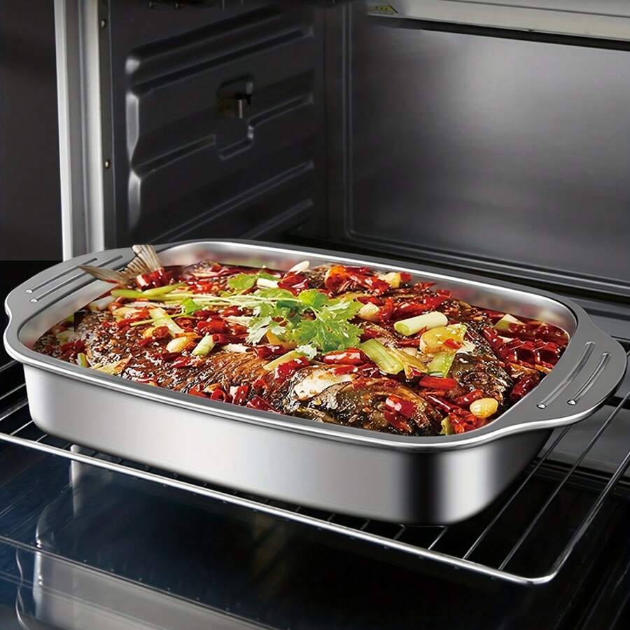 1pc, Stainless Steel Baking Sheet , Deep Baking Pan With Handles ...