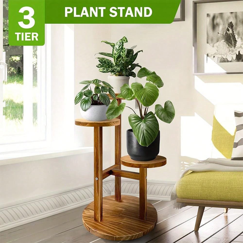 1pc Plant Stand Shelf 3 Tiers Wooden Indoor Plant Stand Corner Plant ...