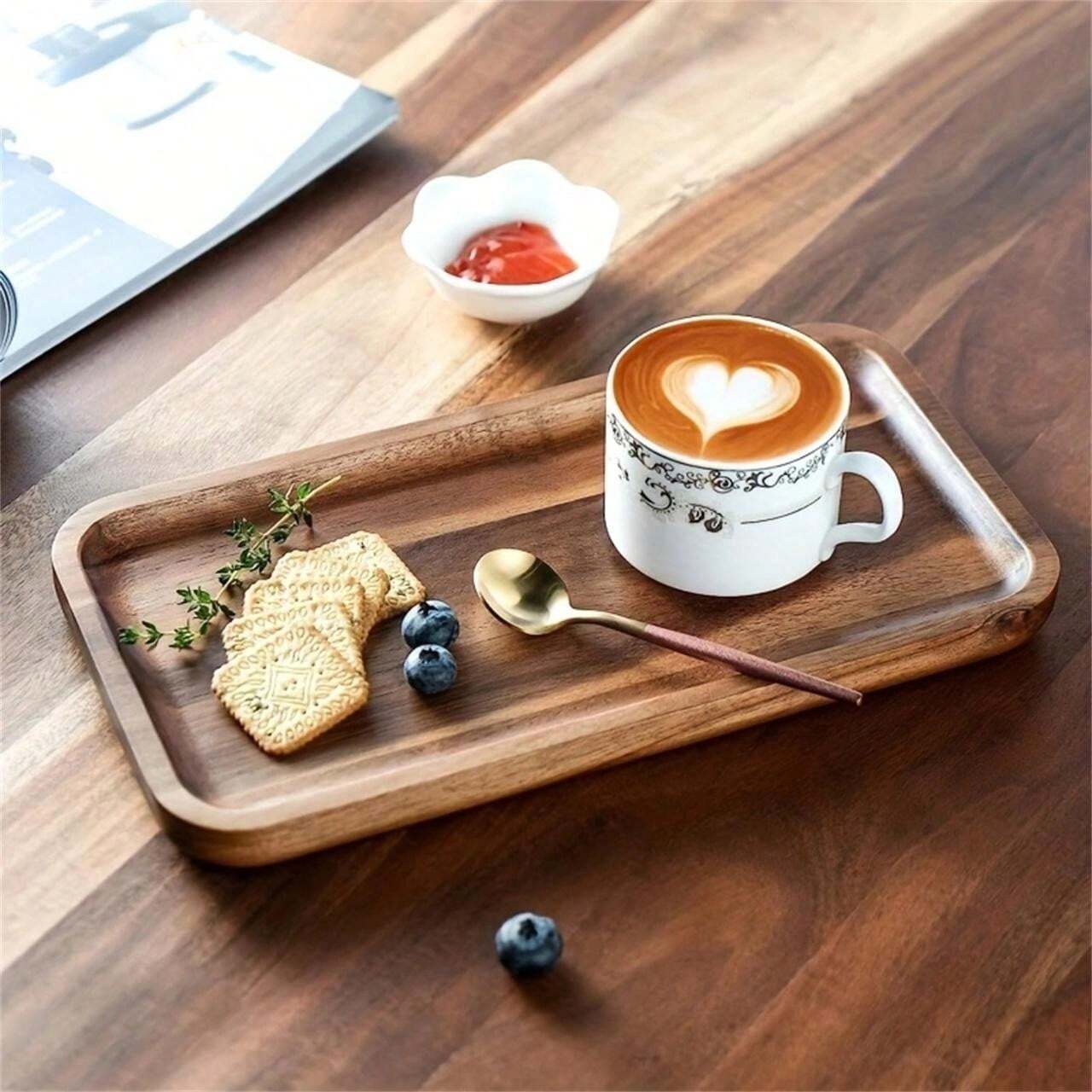 Acacia Wood Tray For Tea Set, Snacks, Food, Fruits, Kitchen, Coffee ...
