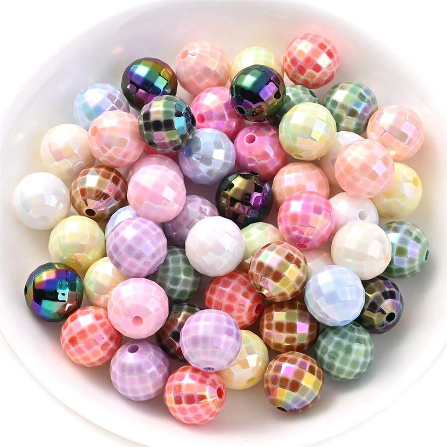 10pcs/Set 16mm Acrylic Plated UV Beads With Strainght Holes For Jewelry ...