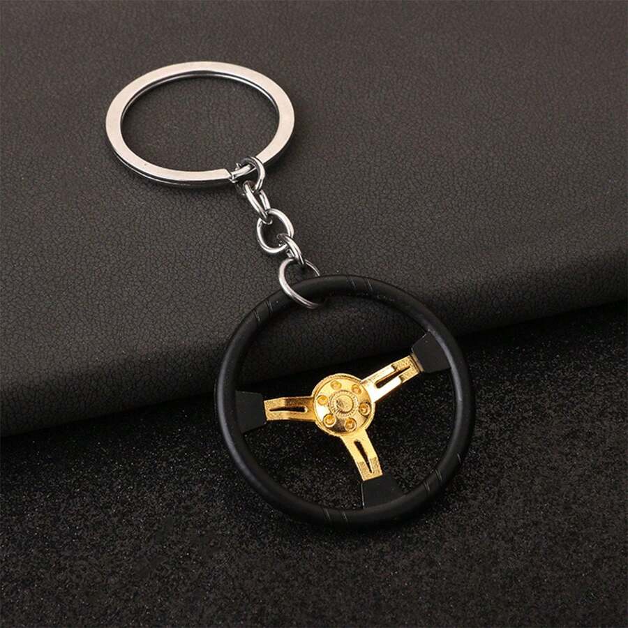 1pc Men's Metallic Steering Wheel Keychain Car Keyring Party Favor ...