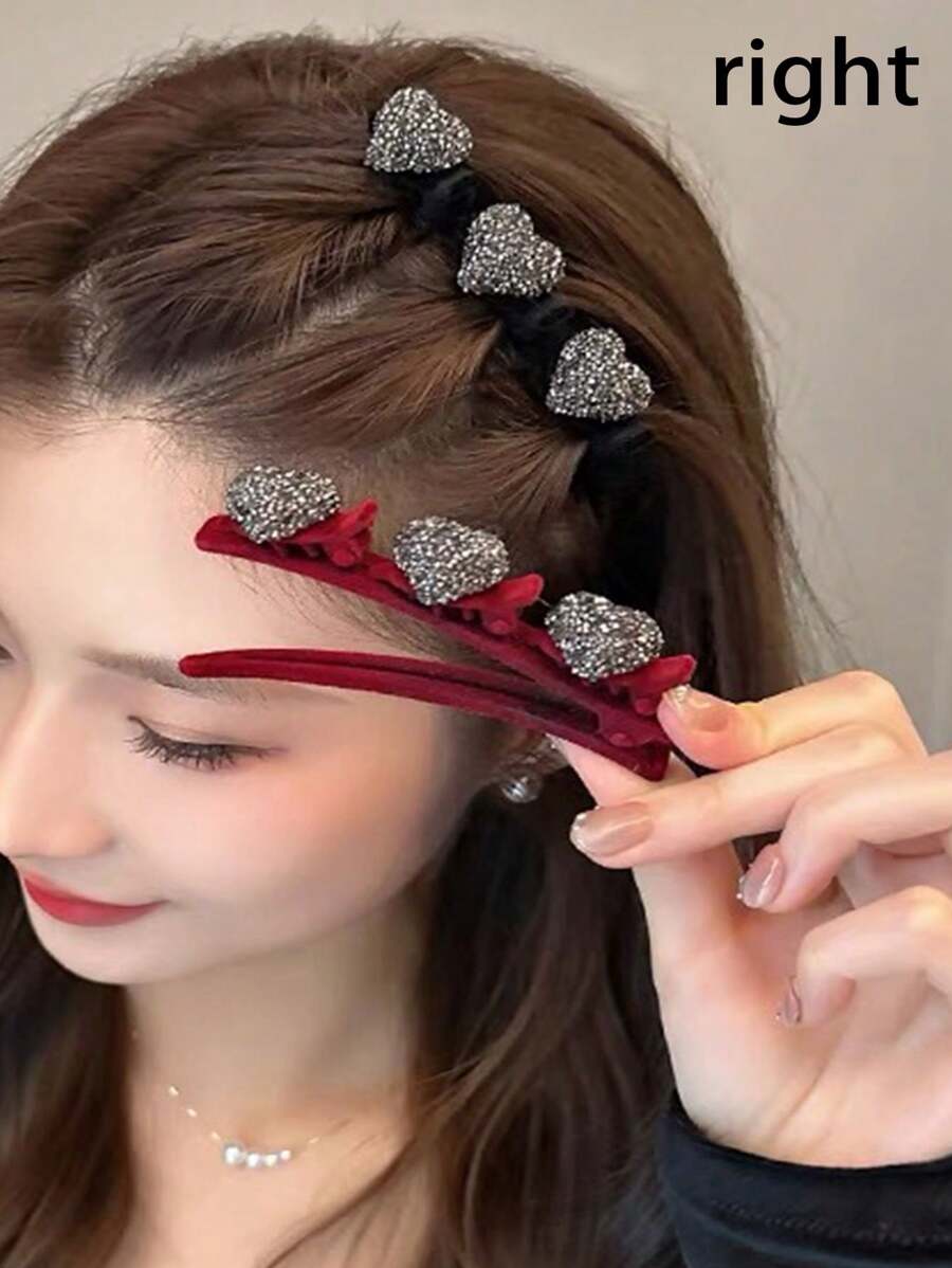 1/4 Pcs Braided Hair Clips For Women, Sparkling Crystal Stone Braided ...