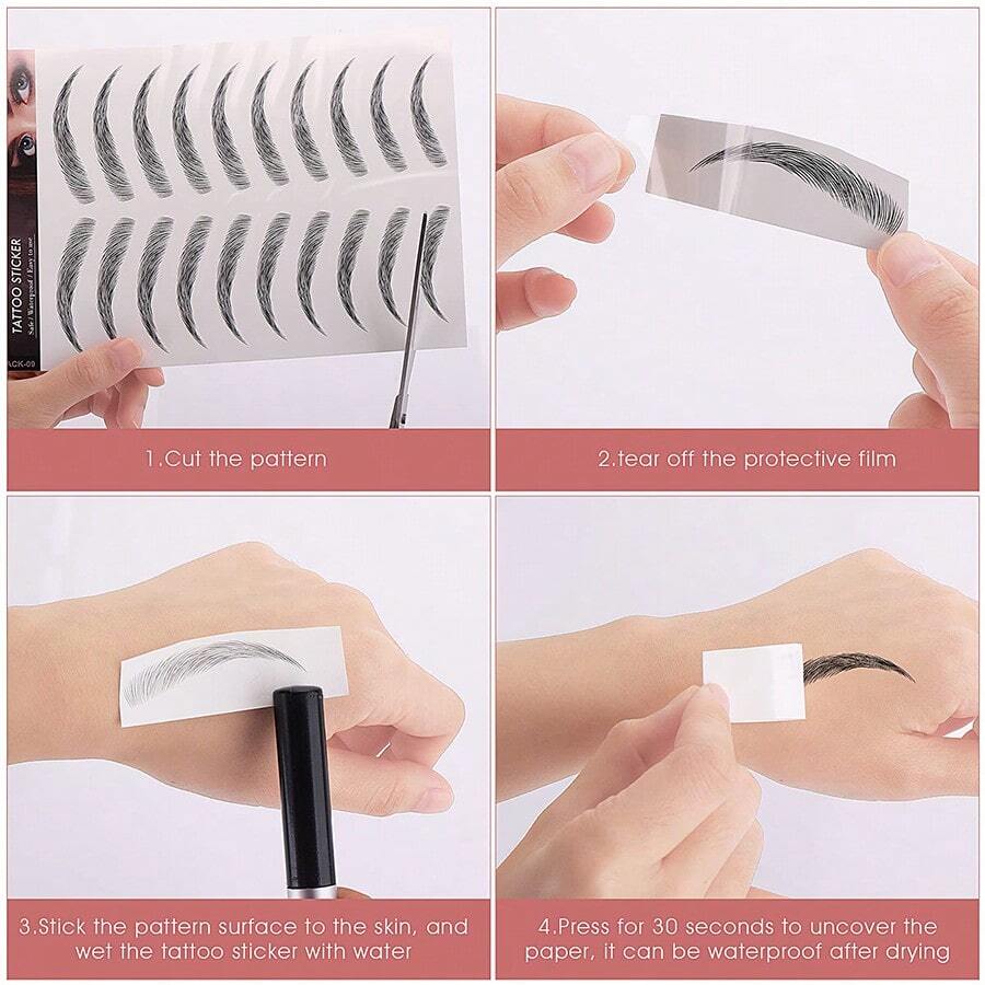 1 Sheet Of 4D Imitation Eyebrow Tattoo Stickers, Waterproof Natural ...