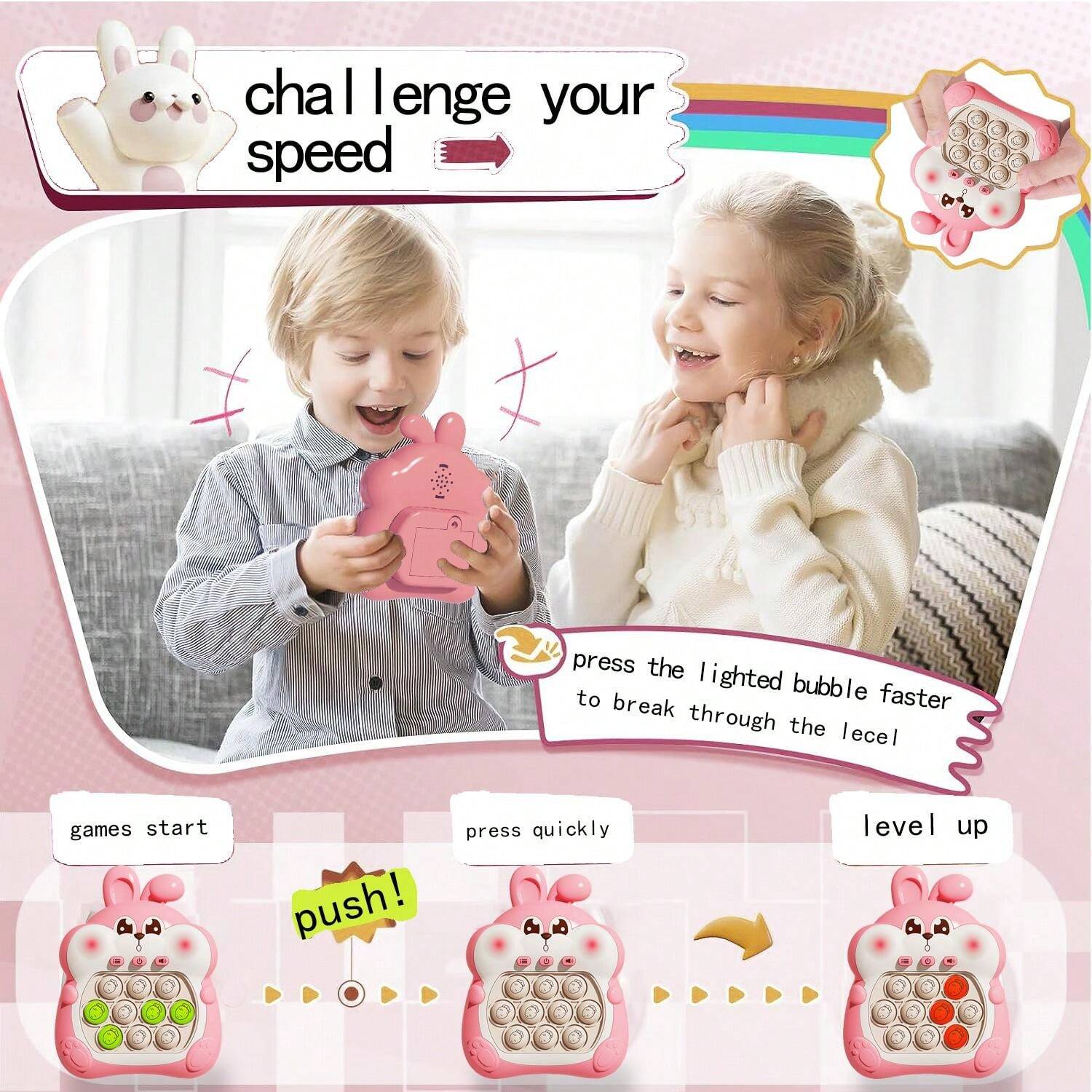 Push N' Pop Up Game Console With Whack-A-Mole Game And Puzzle Solving Levels, Helps To Relieve ...