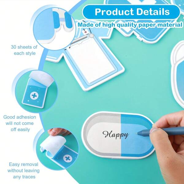 8 Packs Doctor Sticky Notes, Fun Care Self-Adhesive Notes Medical Theme ...