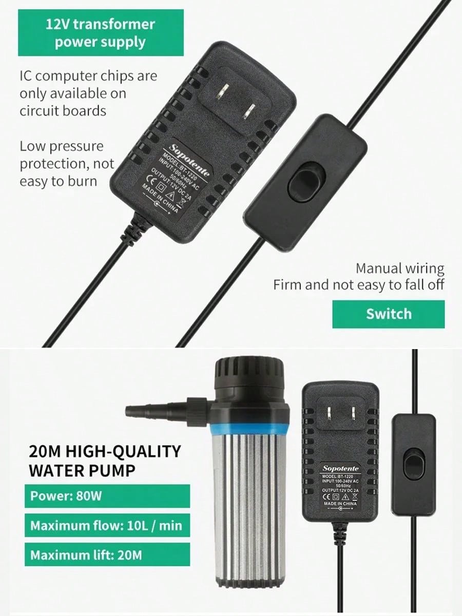 Mini Submersible Pump 12V High Pressure Water Pump Lift 20M Water ...