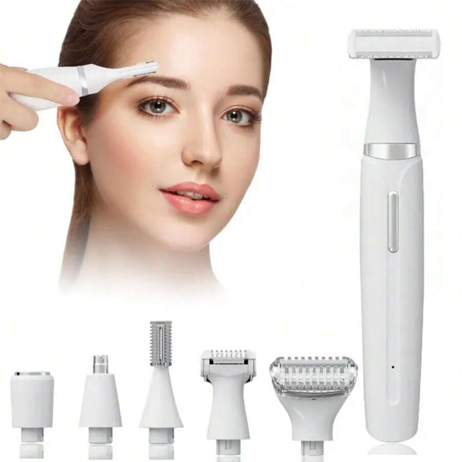 6 In 1 Portable Electric Lady Shaver With Bikini Trimmer Wet And Dry