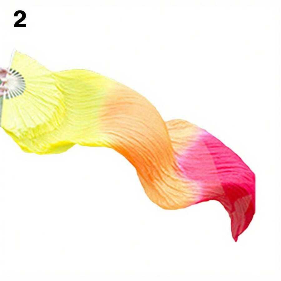 1pc Women's Belly Dance Fan, Gradient Color Long Imitation Silk Fan ...