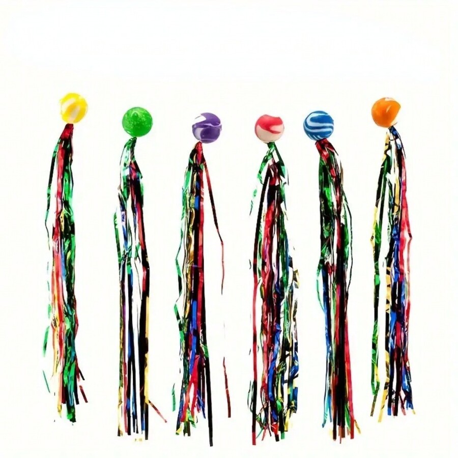 8 PCS Rubber Super Stretchy Balls With Streamers Birthday Party ...