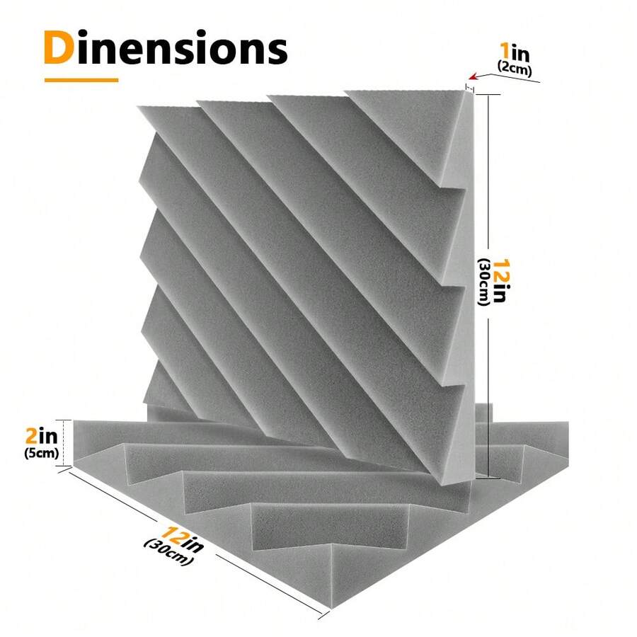 12 Pack-12x12x2 Inches Sound Absorbing Material, Sound Absorber Diamond ...