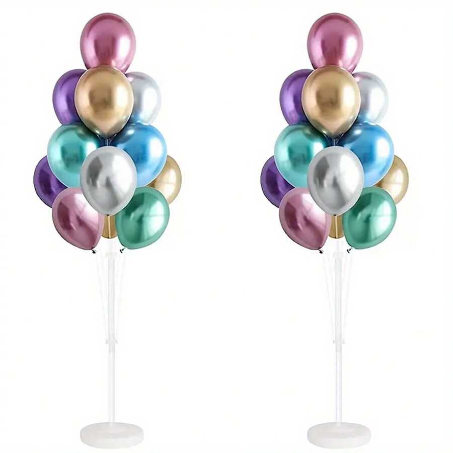 2 Sets Of Dining Tables Decorated With Floating Balloons, Wedding Poles ...