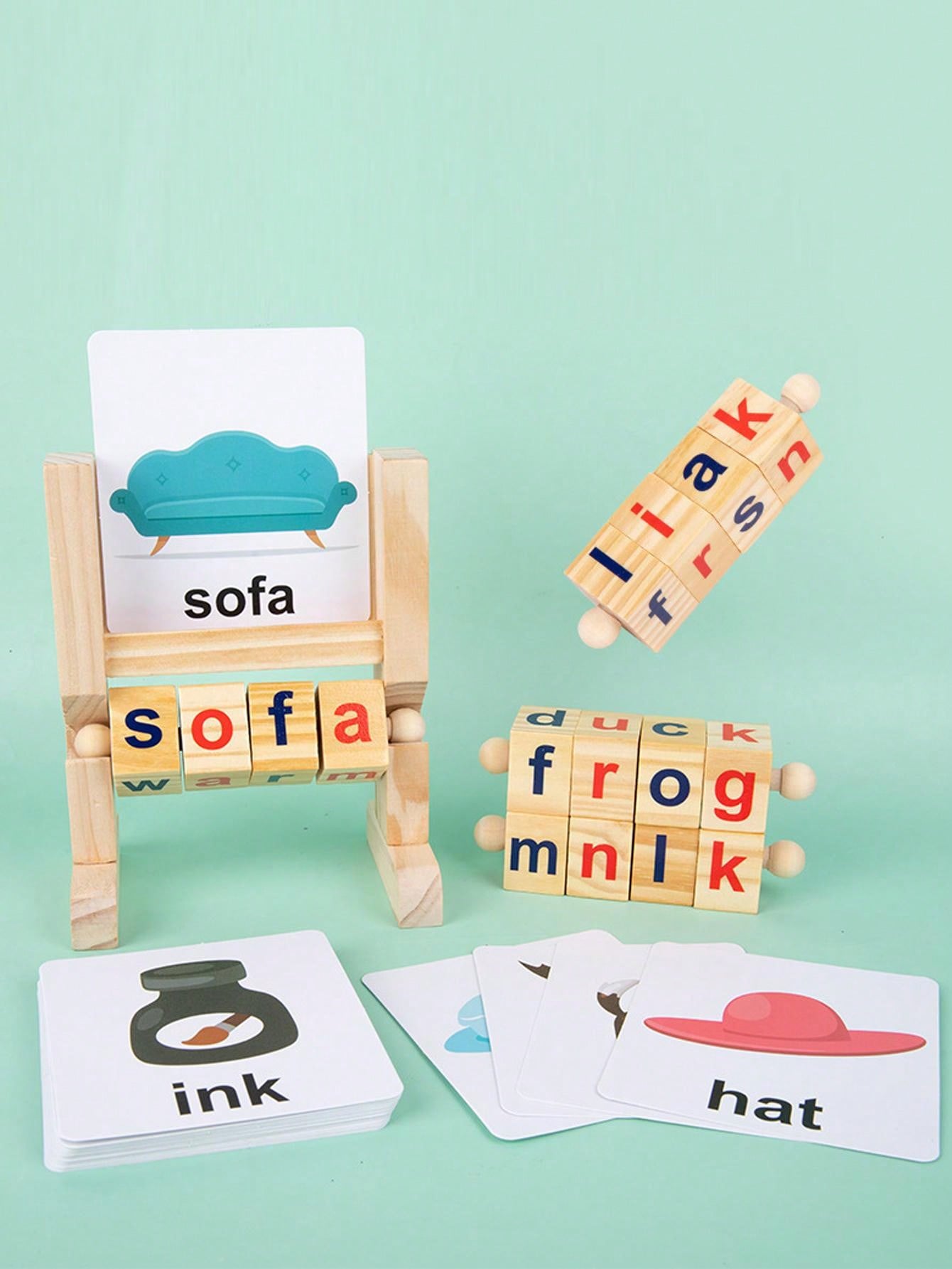 Montessori Educational Toy Wooden Rotating Alphabet Puzzle Reading ...