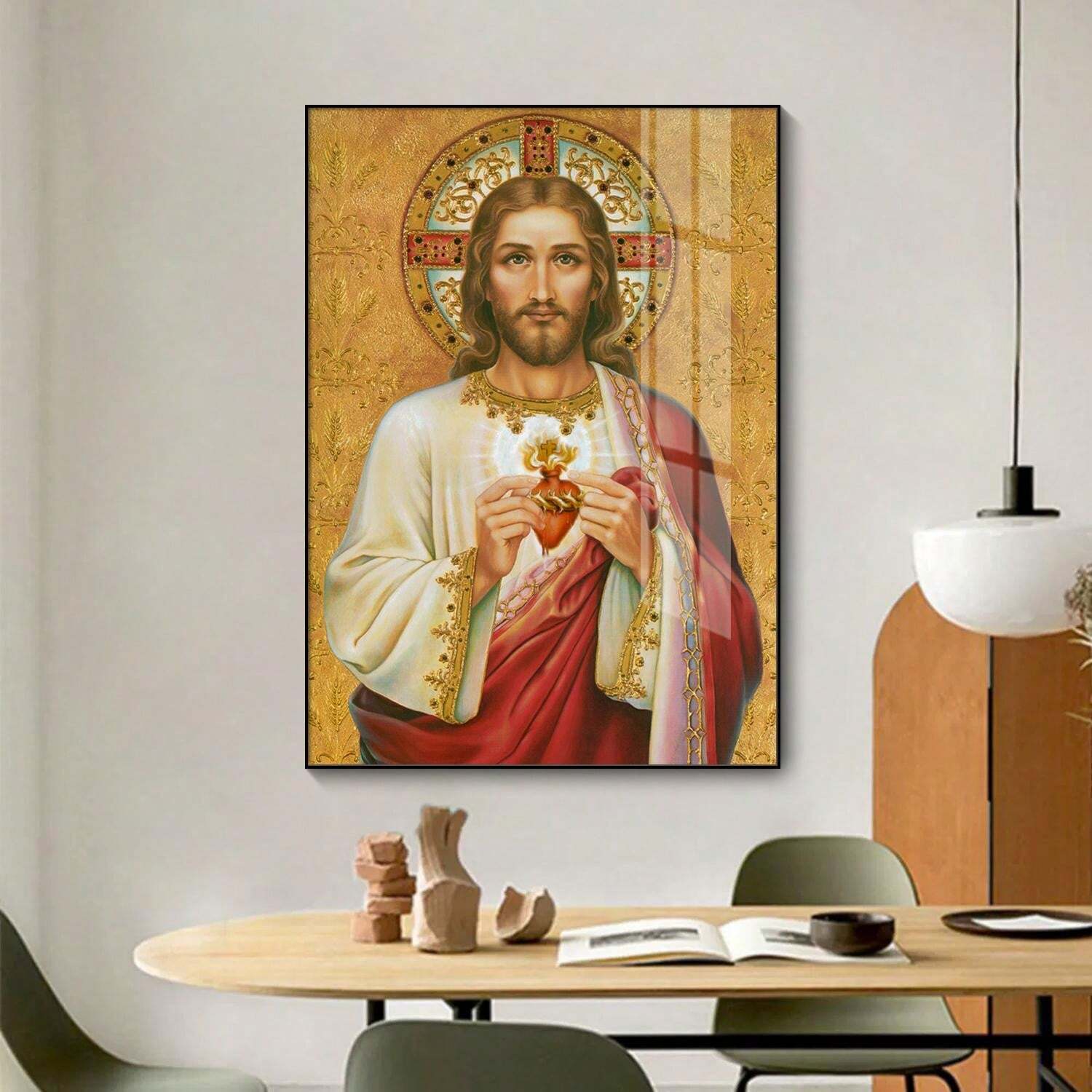 1pc Christ Jesus Decoration Canvas, Cross Art Print Poster For Living ...