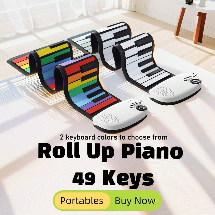 49 Key Roll Up Keyboard Foldable Electronic Piano Rechargeable Hand Roll Portable Piano For ...